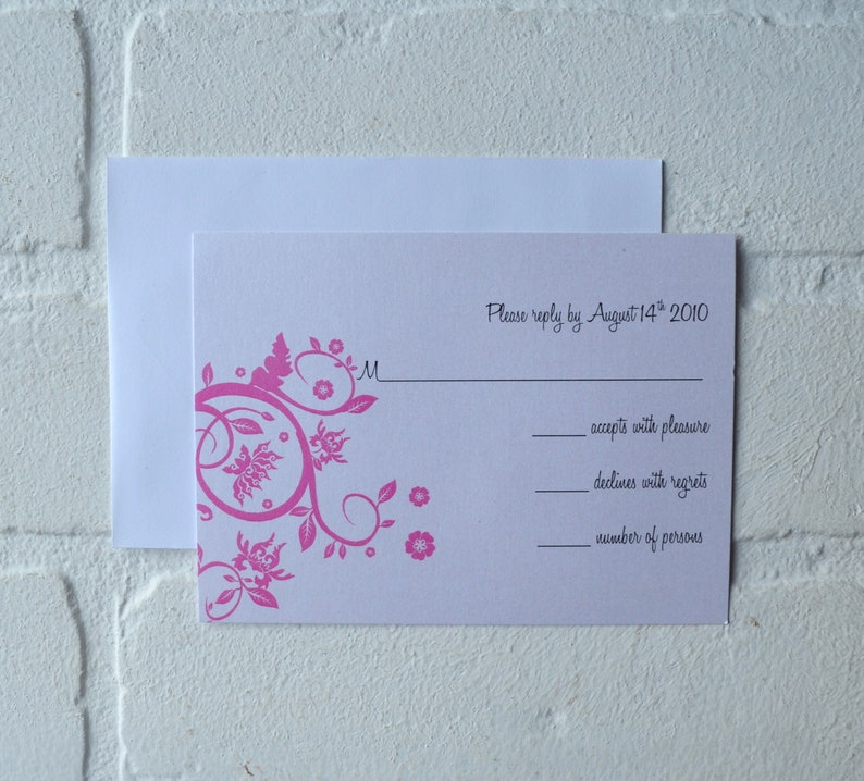 Pretty in Pink Wedding Invitation Set | Hot Pink Floral Whimsical ...