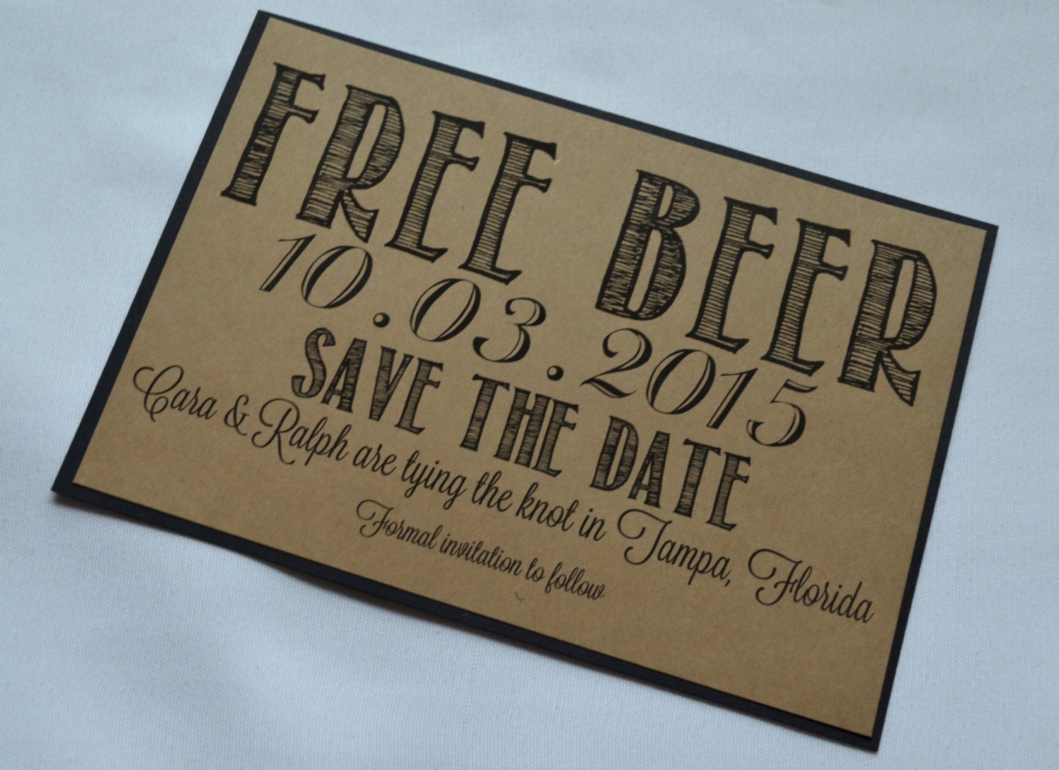 Free Beer Save the Date Cards Funny Kraft Rustic Save-the-date - Etsy