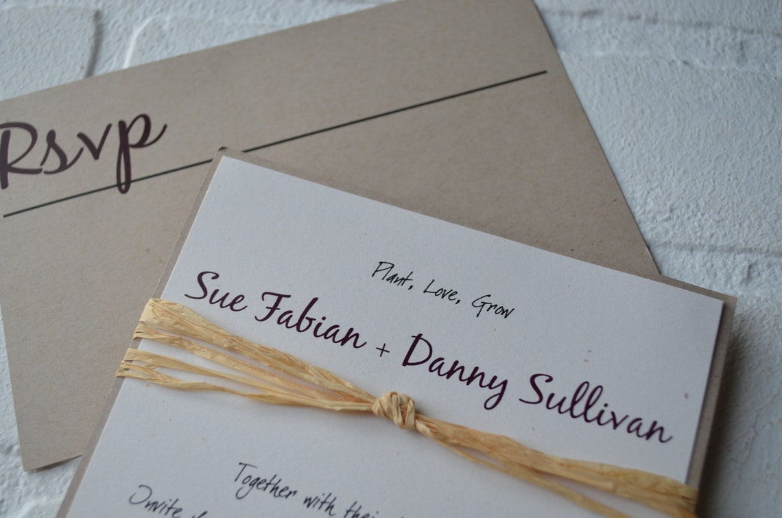 Please Recycle Wedding Invitation Set | Taupe Cream Invite | Earth ...