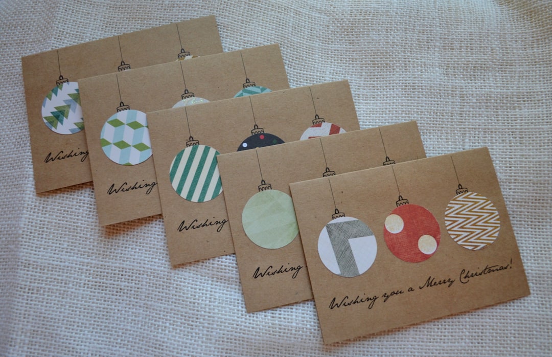 WISHING You a MERRY CHRISTMAS Ornament Holiday Cards Kraft Christmas ...