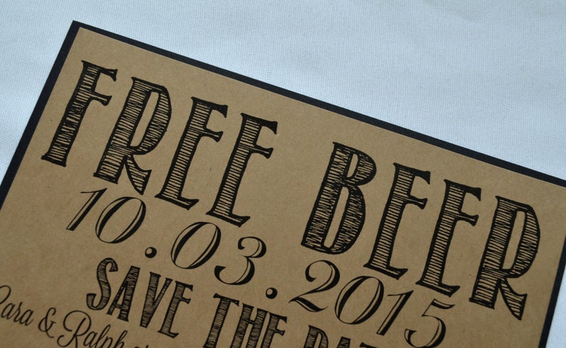 Free Beer Funny Save the Date Wedding Cards | Kraft Rustic Save-the ...