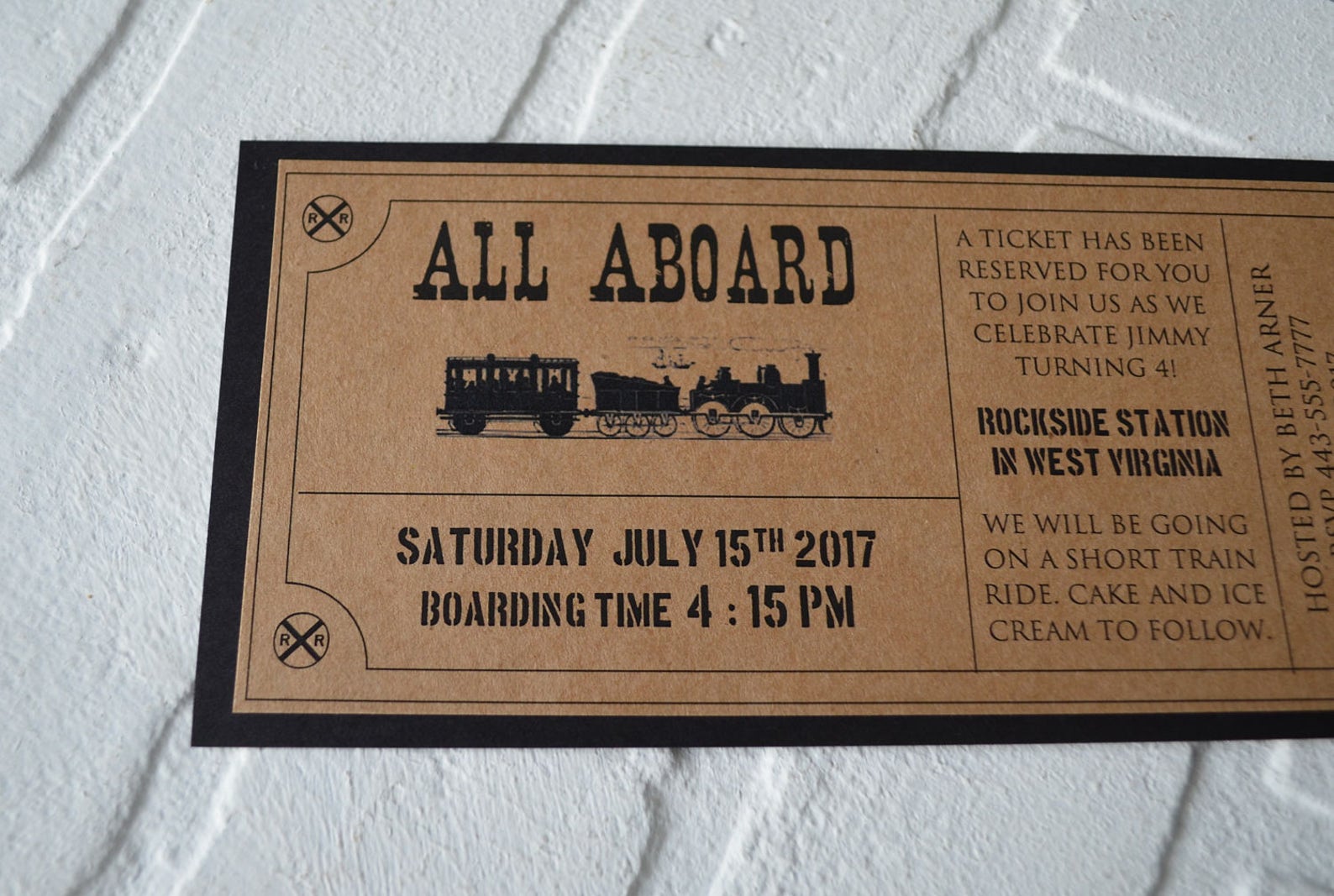 Train Birthday Party Invitations Railroad Ticket Invitations Train ...