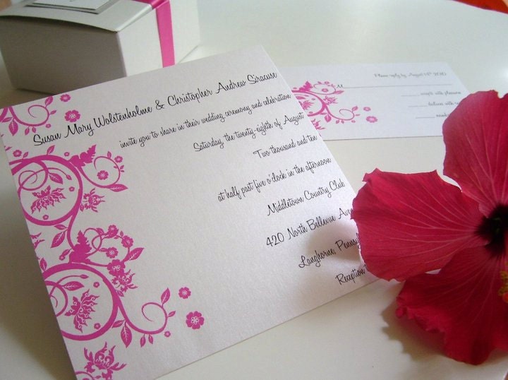 Pretty in Pink Wedding Invitation Set | Hot Pink Floral Whimsical ...