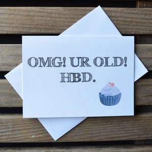 HBD Happy Birthday Card Simple Friend Bday Cards 20th 30th - Etsy