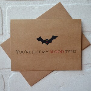 You're Just My BLOOD TYPE Happy Halloween Greeting Cards Love Funny Bat ...