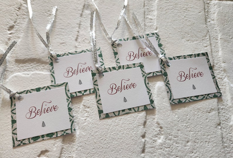 Set of 5 Christmas BELIEVE Gift Tags | XMAS Giftbag Tag | Holiday | Joy ...