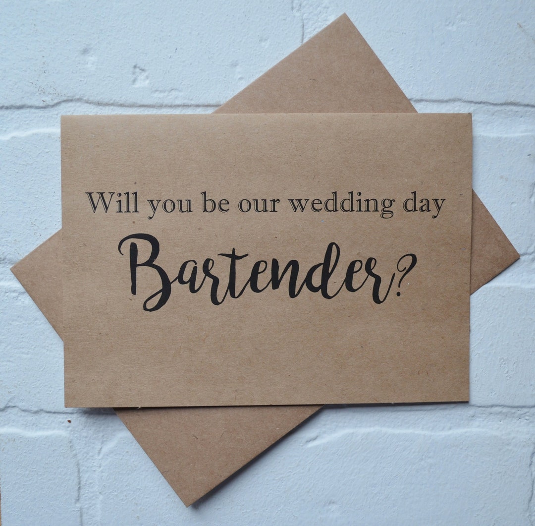 Will You Be Our Wedding Day Bartender Proposal Card | Funny Vendor ...