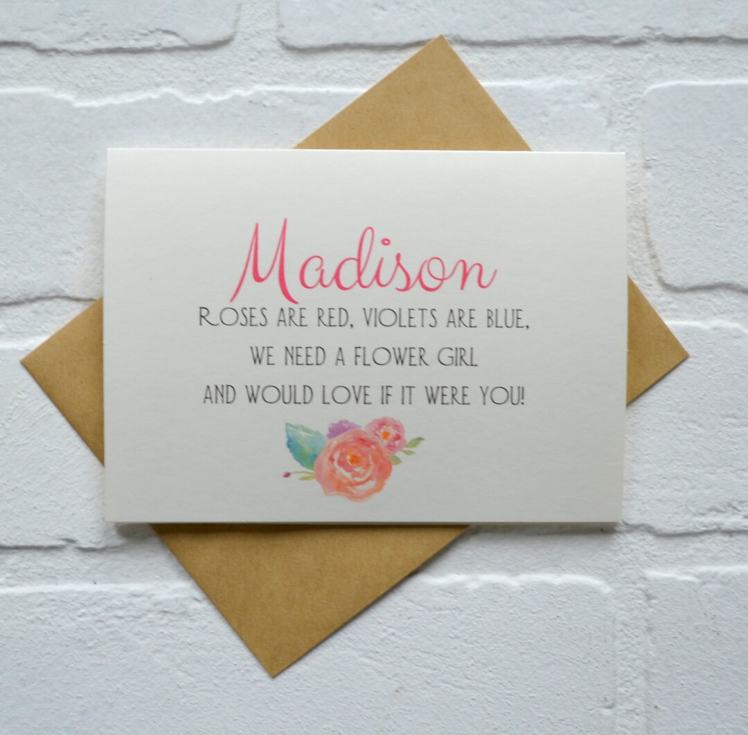 Roses Are Red Violets Are Blue Personalized Flower Girl Proposal Cards ...