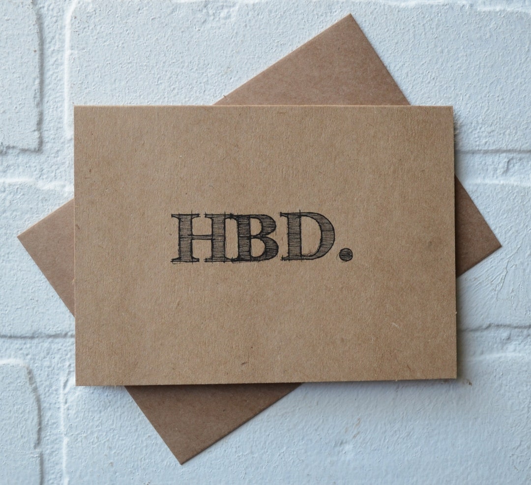 HBD Happy Birthday Card Simple Friend Bday Cards 20th 30th - Etsy