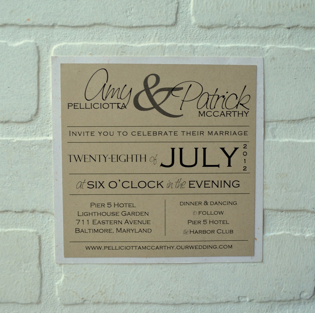 Modern Meets Recycled Wedding Invitation Set | Taupe Cream Square ...