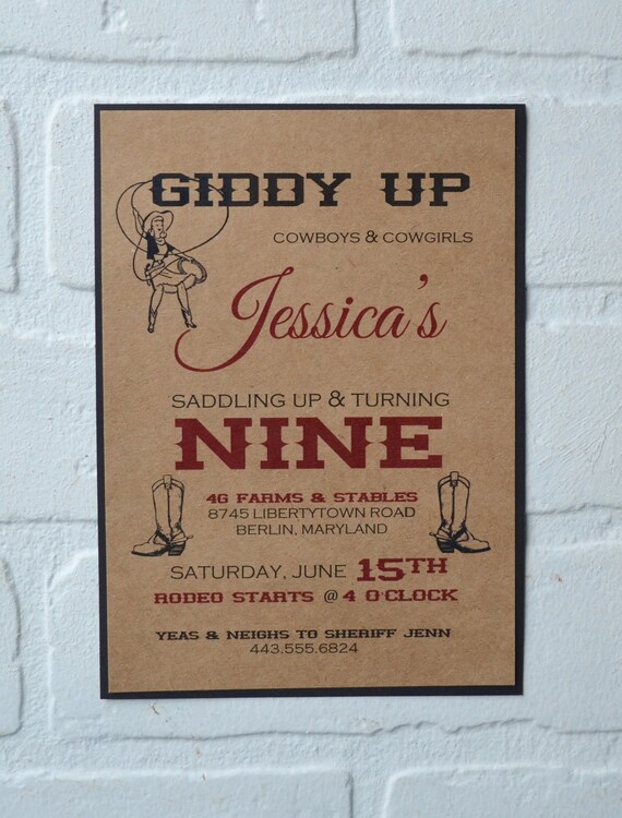 GIDDY UP Cowgirl Birthday Party Invitation Bday Invites | Etsy
