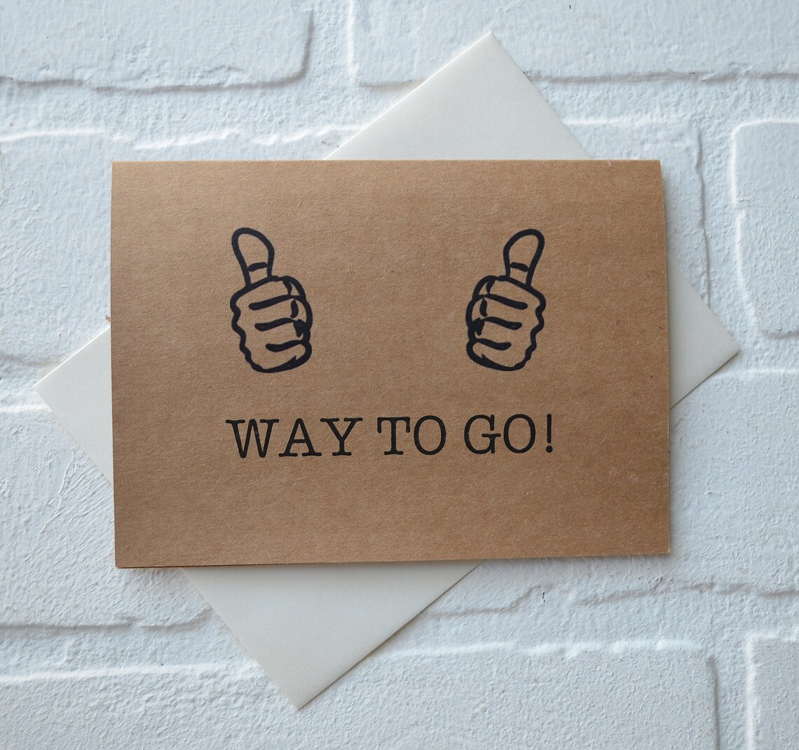 Way to Go TWO THUMBS UP Card Congratulations Cards | Etsy