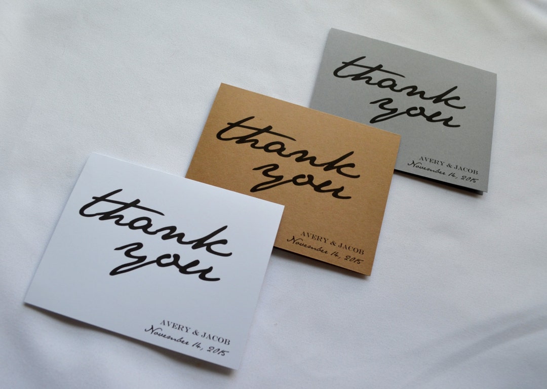 CUSTOM THANK YOU Cards Customize Name and Date Thank You Wedding Guest ...