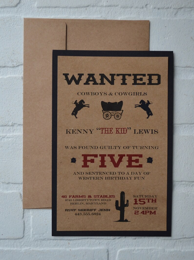 WANTED POSTER Birthday Party Invitation | Wagon Invite | Country ...