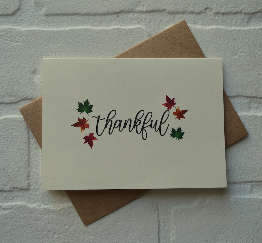 Thankful Happy Thanksgiving Day Greeting Card Love Autumn Leaves ...