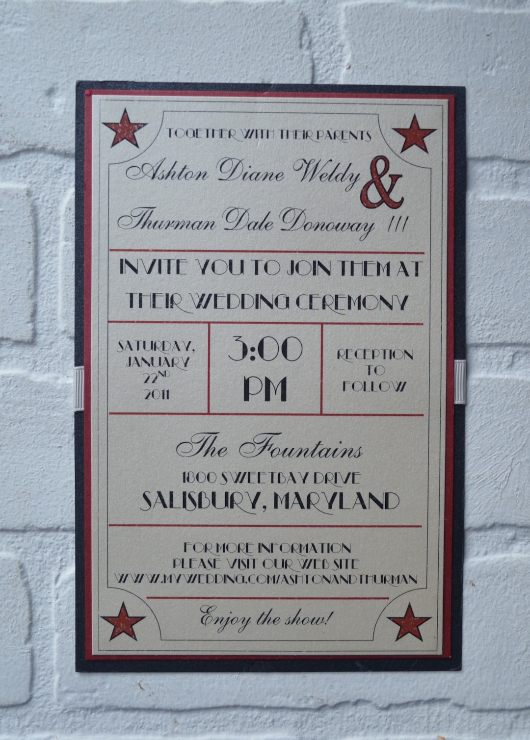 Glamorous 1920's 1930's 1940's Old Hollywood Wedding Invitation | Old ...