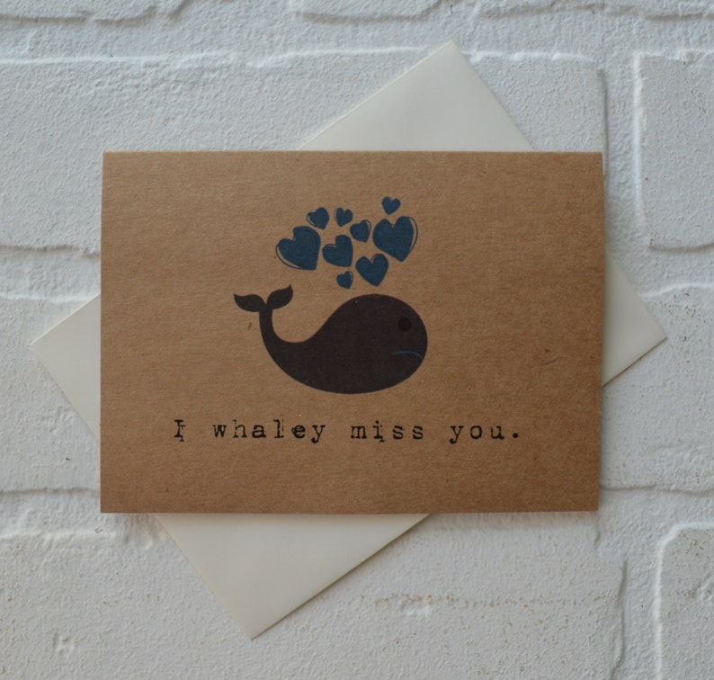 I WHALEY MISS YOU Funny Whale Pun Card Just Because Greeting - Etsy