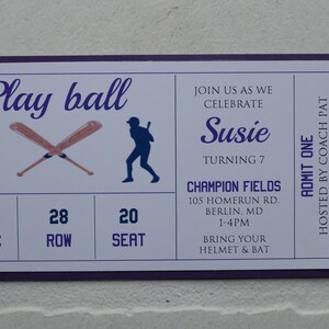 SOFTBALL Ticket Invite | Softball Theme | Birthday Party Girl Party ...