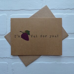 I'm GRAPEFUL for You Funny Pun Card Grateful Wine Thank You Cards ...
