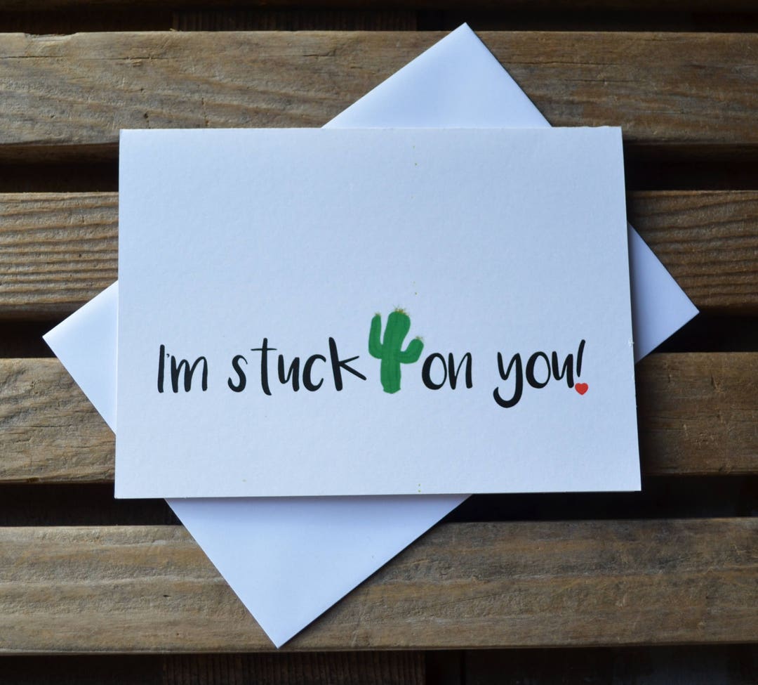 I'm STUCK on YOU Valentines Day Card Funny Valentines Cards Heart Love ...