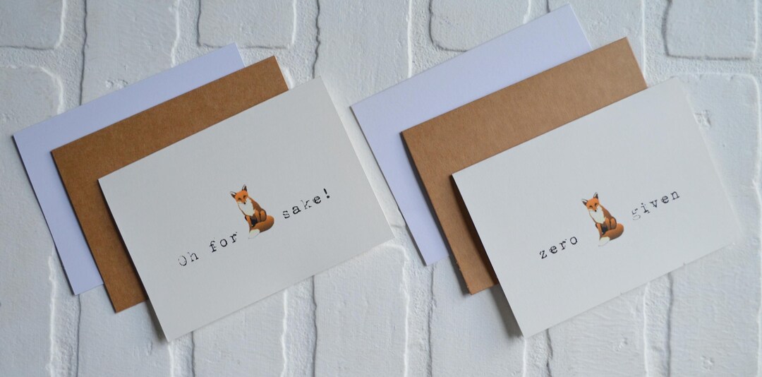 Oh for Fox Sake | Zero Fox Given Funny Greeting Cards | Pun Card | Just ...