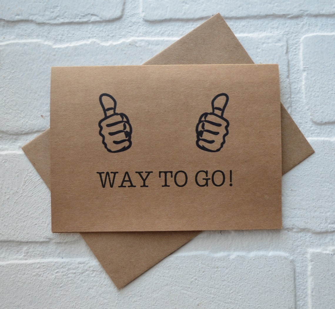 Way to Go TWO THUMBS UP Card Congratulations Cards | Etsy