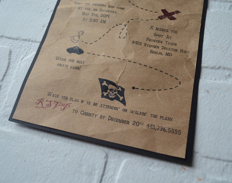 Pirate Birthday Party Invitations Treasure Map Skull Cross - Etsy
