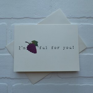 I'm GRAPEFUL for You Funny Pun Card Grateful Wine Thank You Cards ...