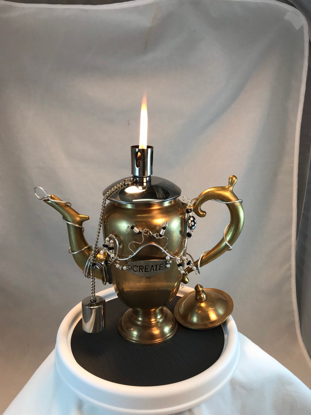 Repurposed Brass Teapot Oil Lamp OL-06 - Etsy