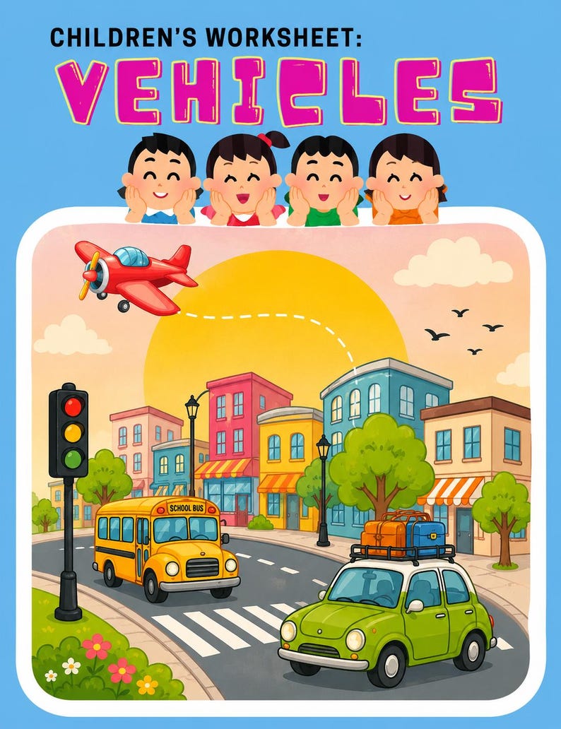 Vehicles Children Worksheet | 22 Printable Cut and Paste Activities for ...