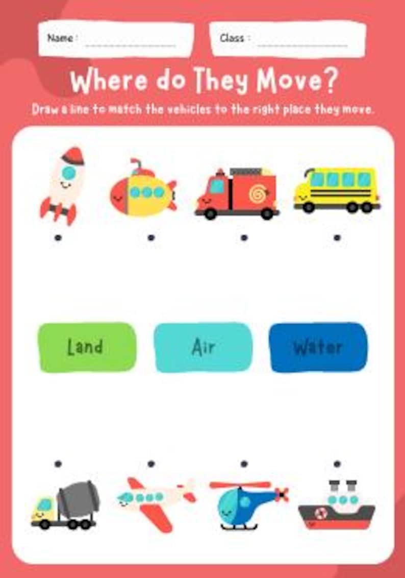 Vehicles Children Worksheet | 22 Printable Cut and Paste Activities for ...