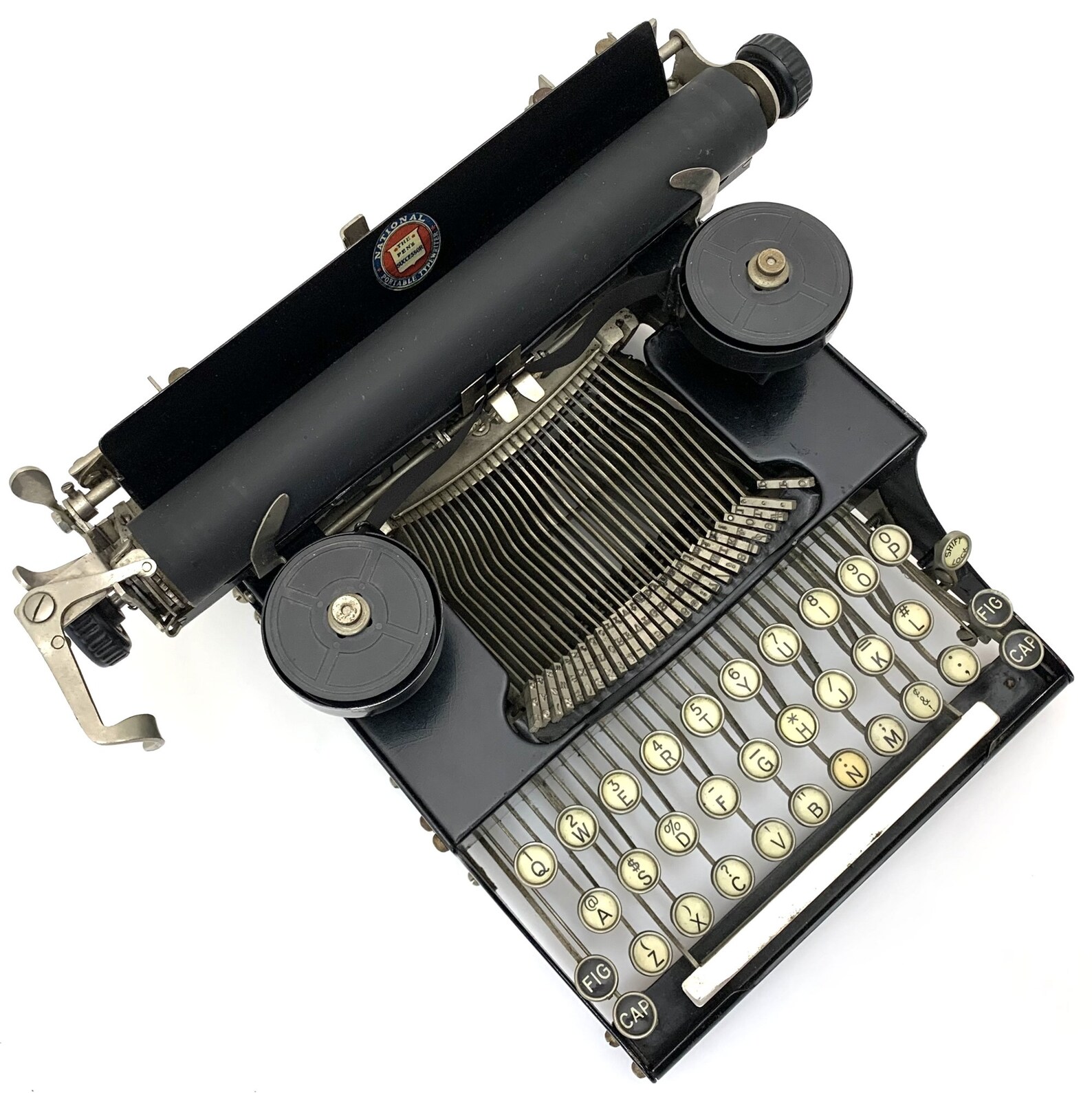 MUSEUM 1918 National Portable No.2 Typewriter W/case Antique ...