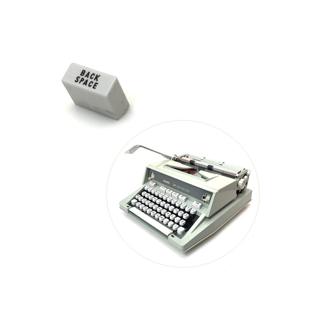 White Back Space Key for Hermes 3000 Typewriter Vtg Media Keyboard ...