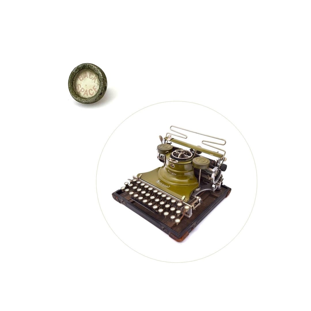 Hammond Typewriter Back Space Key Antique Part Glass Keytop Keyboard ...