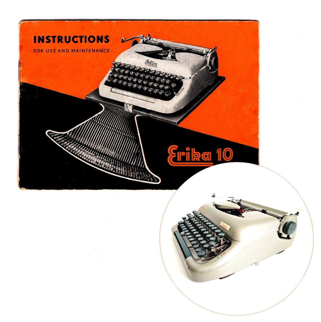 Erika No 10 Typewriter Instruction Manual Repro User How to Use Vtg ...
