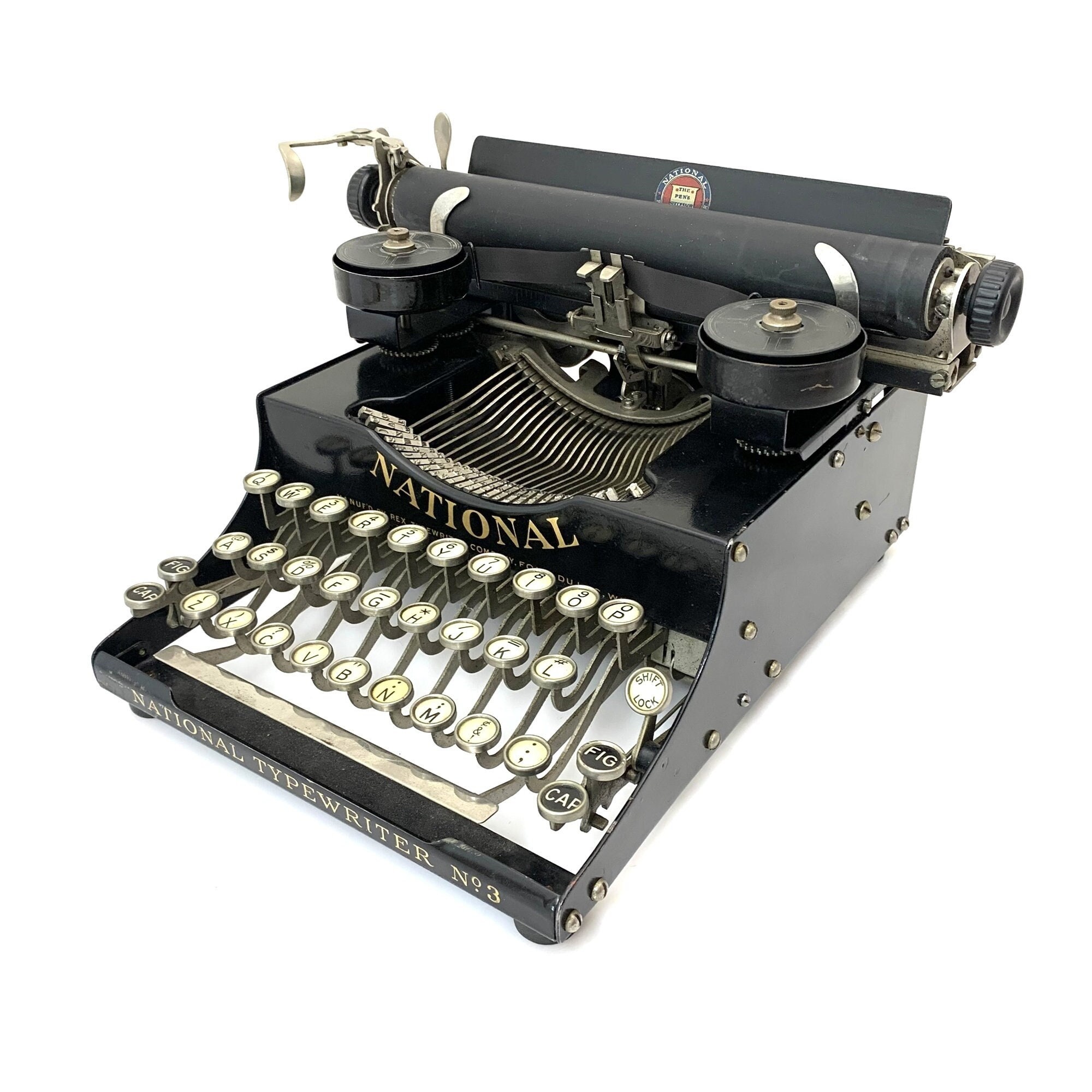 MUSEUM 1918 National Portable No.2 Typewriter W/case Antique ...
