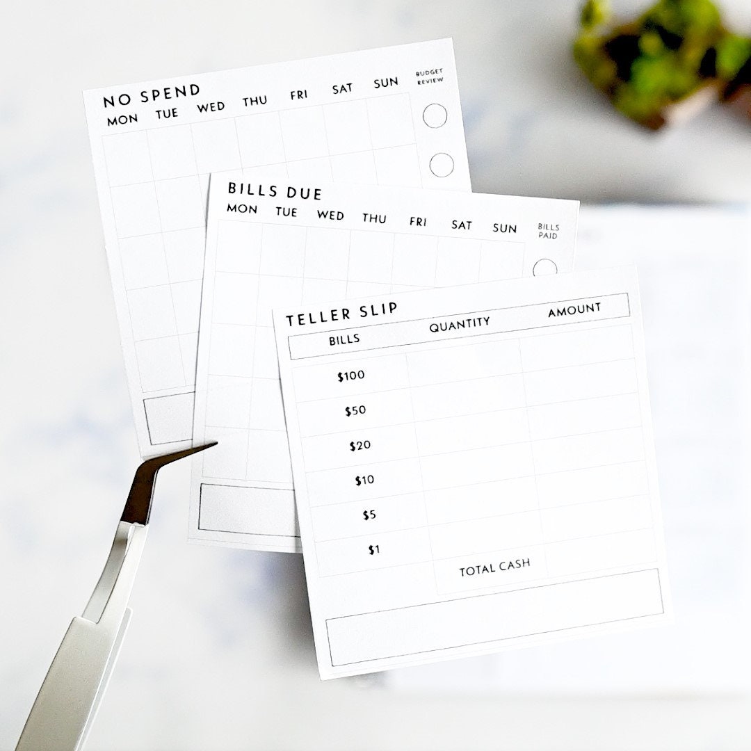 Budget Tracker Printable Sticky Notes Monthly No Spend Low Spend Bills ...