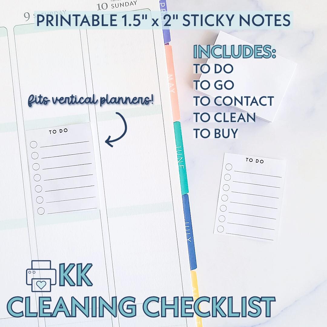Printable Sticky Notes Mini Vertical Checklist to Do Go Contact Buy ...