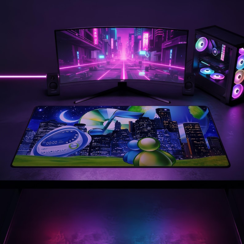 Frutiger Aero Mouse Pad, Y2K Nostalgia Gaming Mouse Pad, Retro City ...