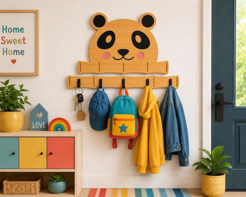 Panda Wall Hook SVG Laser Cut File | Kids Animal Coat Rack (digital ...