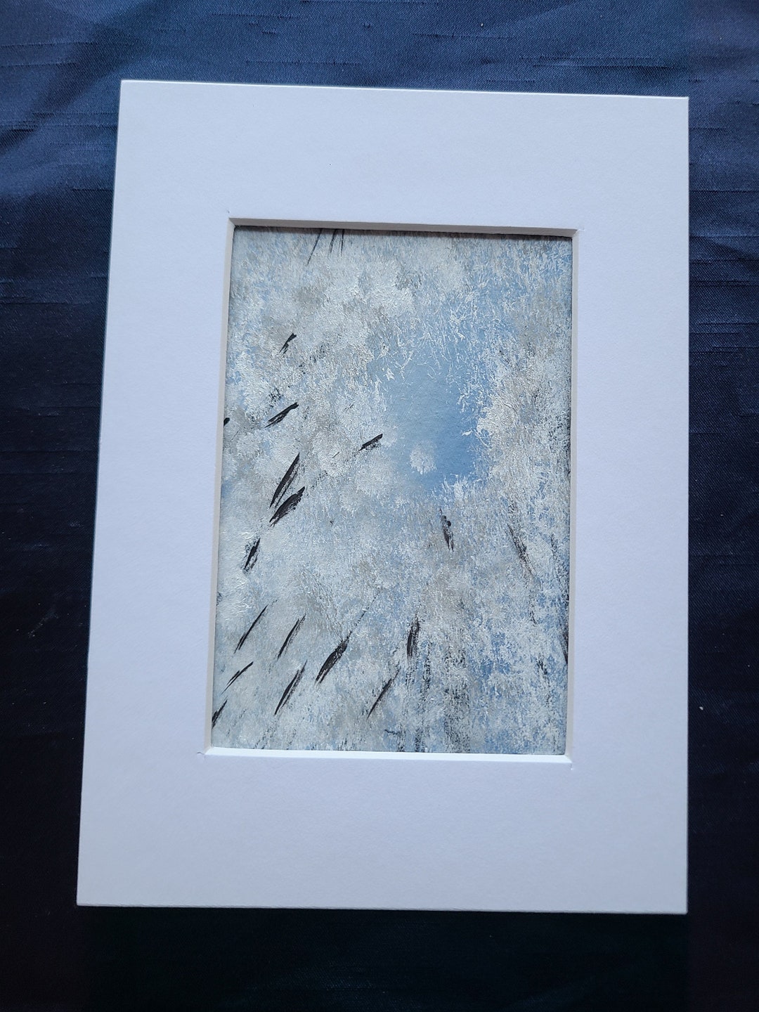 Winter Sky Hand Painted Matte Art, Gift for Birthdays, Blue Snow ...