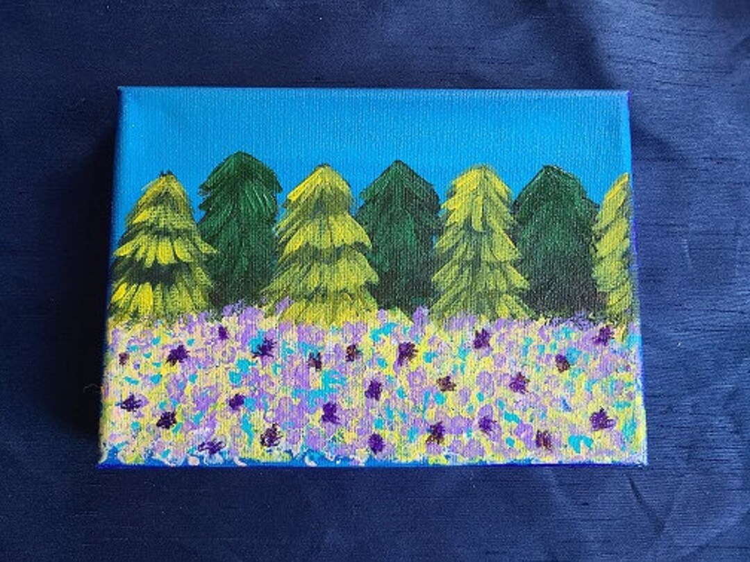 Two Tone Pine Trees Original Small Hand Painted Acrylic Painting - Etsy
