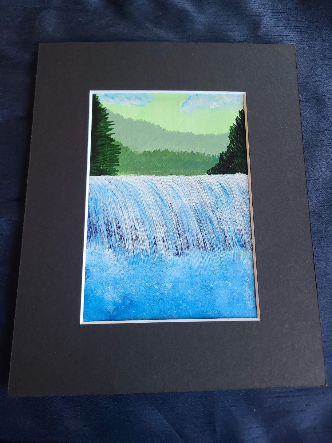 Waterfall Hand Painted Matte Wall Art, Waterfall Gift for Outdoor Lover ...