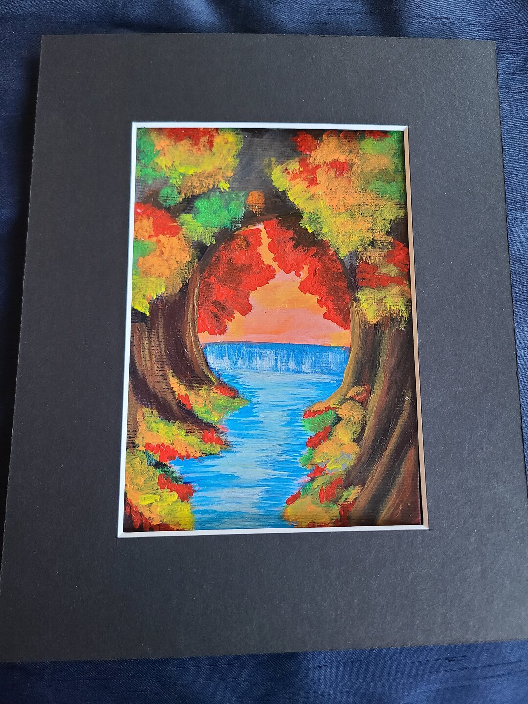 Fall River Hand Painted Matte Wall Art, Fall Gift for Hostess, Autumn ...