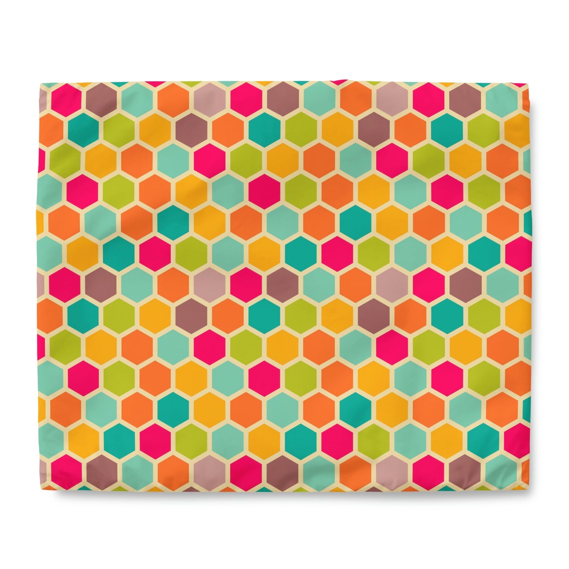 Retro Honeycomb Duvet Cover Multicolored Hexagon Pattern - Etsy