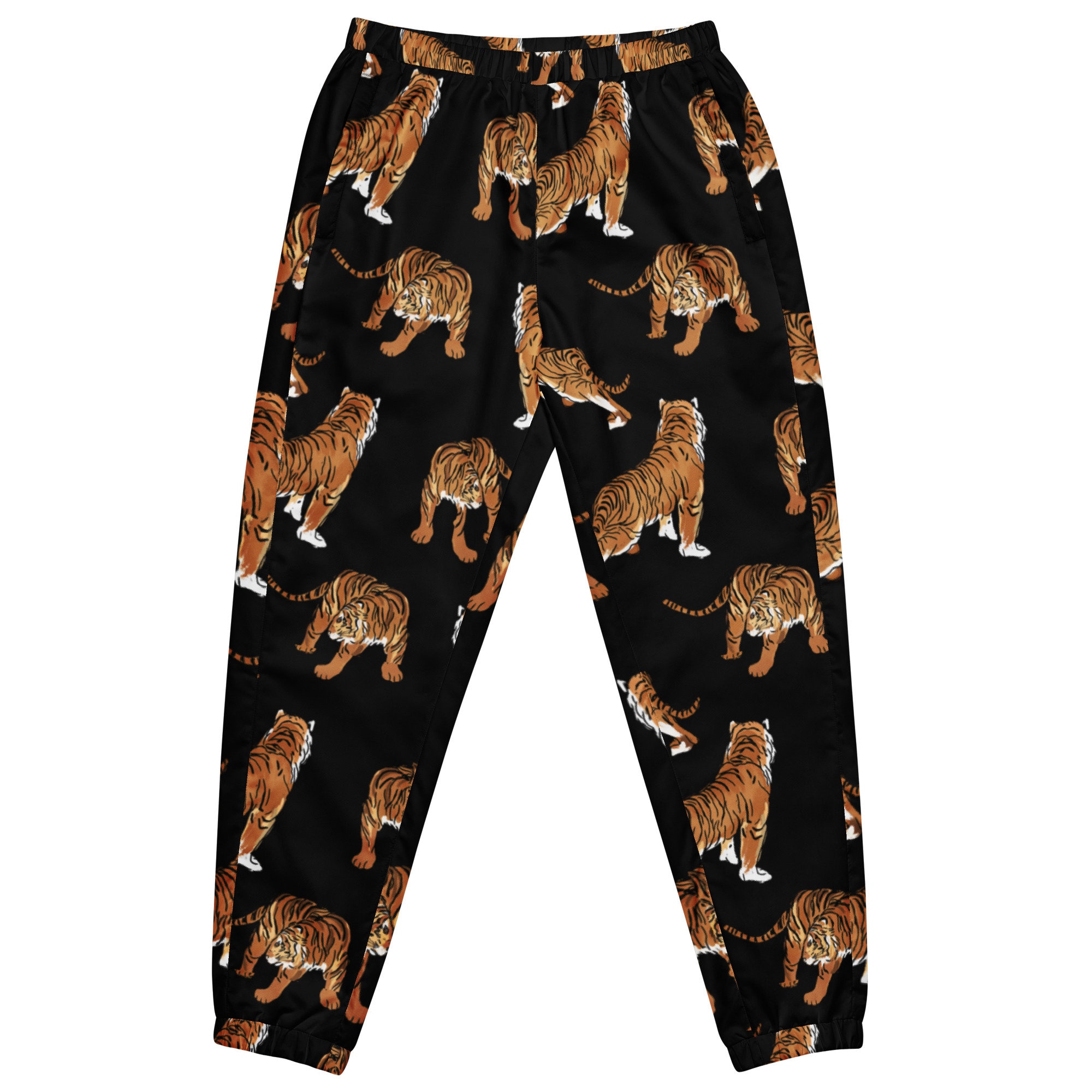 Bold Tigers All Over Print Unisex Track Pants, Tiger Mascot Men's Women ...