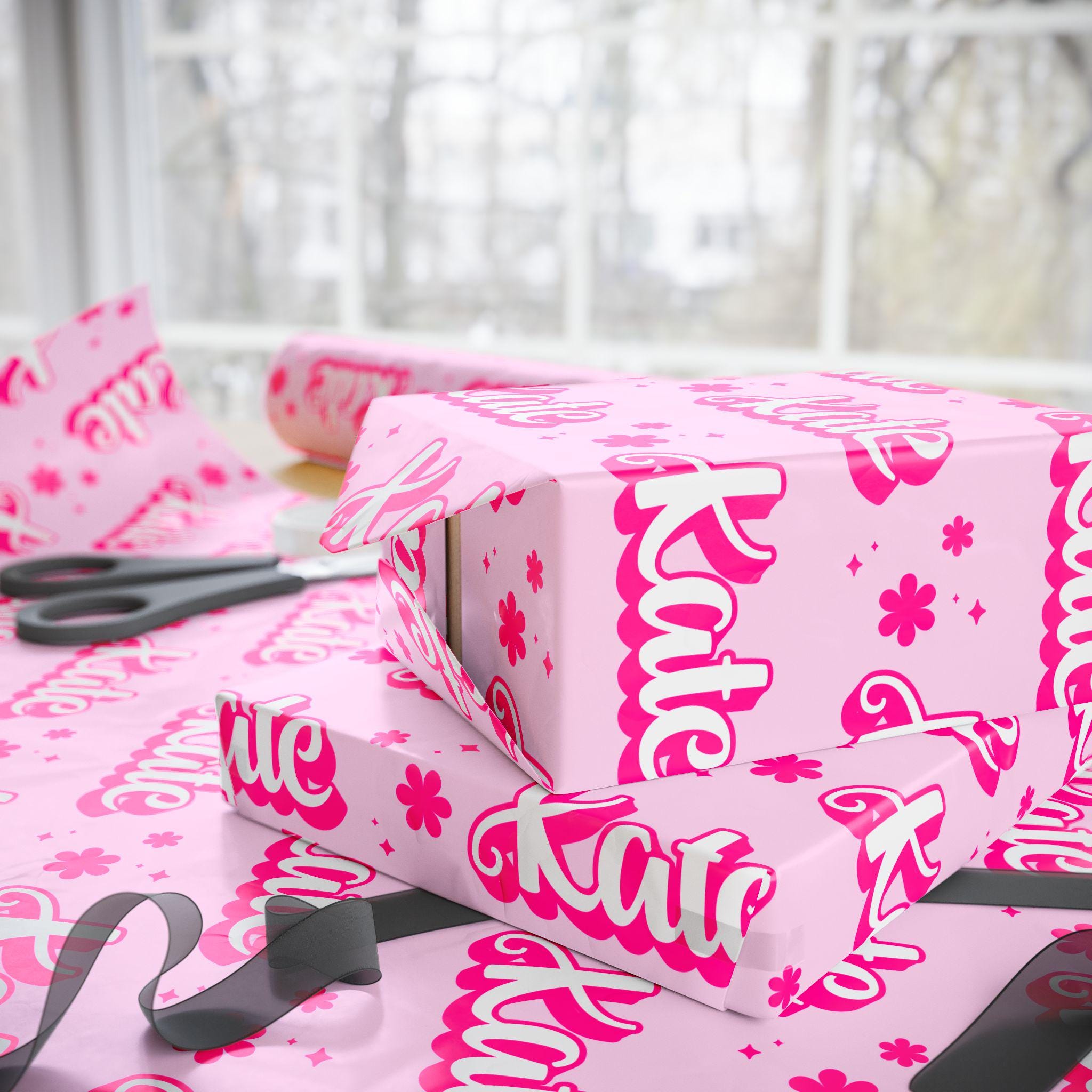 Custom Pink Doll Font Wrapping Paper: Personalized Kids Gift Wrap - Etsy