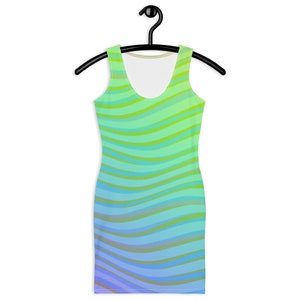 Neon Rainbow Swirl Fitted Dress, Bold Clothing, Fashion Gift, Gift for ...