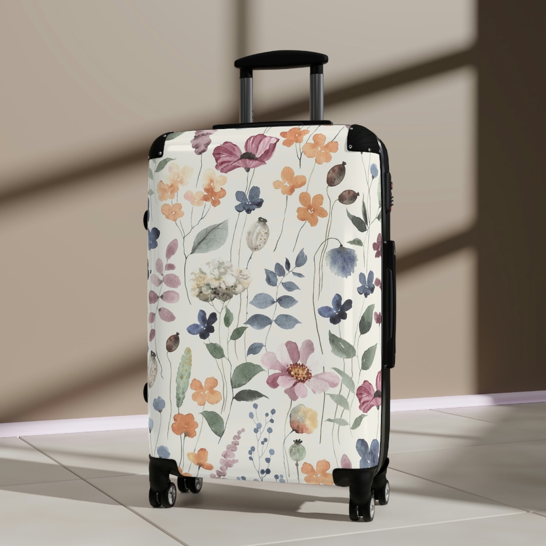 Pretty Floral All Over Print Suitcase, Multiple Sizes, Custom Print ...
