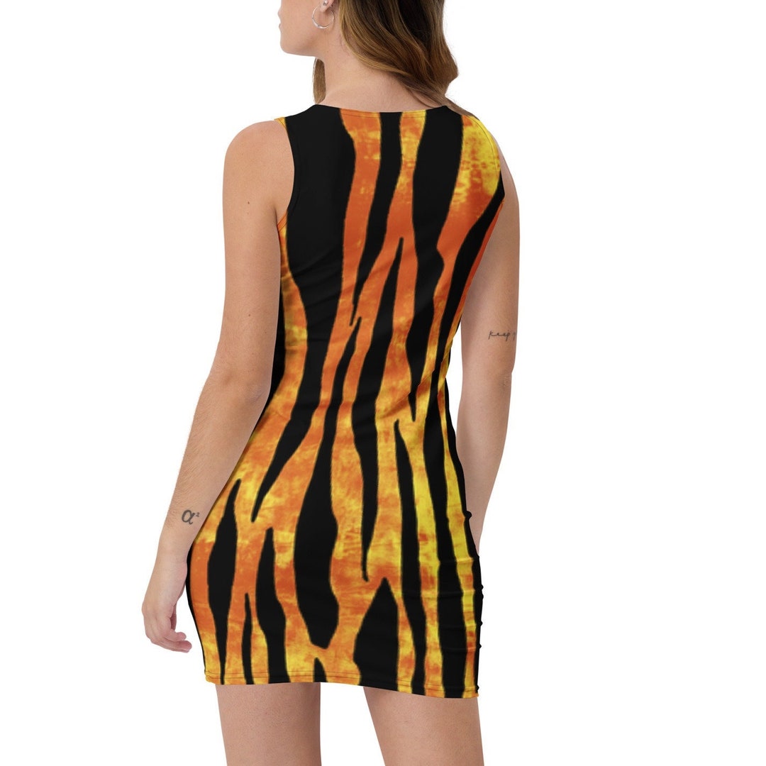 Tiger Stripes Print Bodycon Dress, Animal Pattern, Bold Colors - Etsy